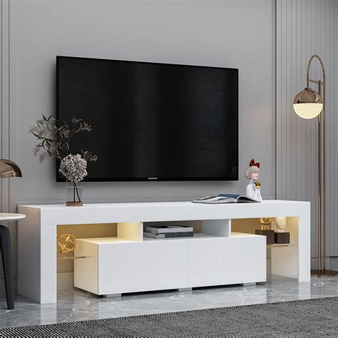 Segmart Tv Stand Livingroom Furniture With Led Lights Modern High