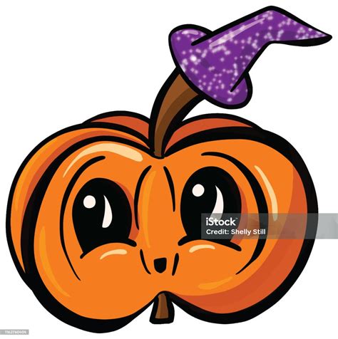 으스스한 재미 할로윈 호박 캐릭터 착용 A 마녀 모자 일러스트 10월에 대한 스톡 벡터 아트 및 기타 이미지 10월 11월 가을 Istock