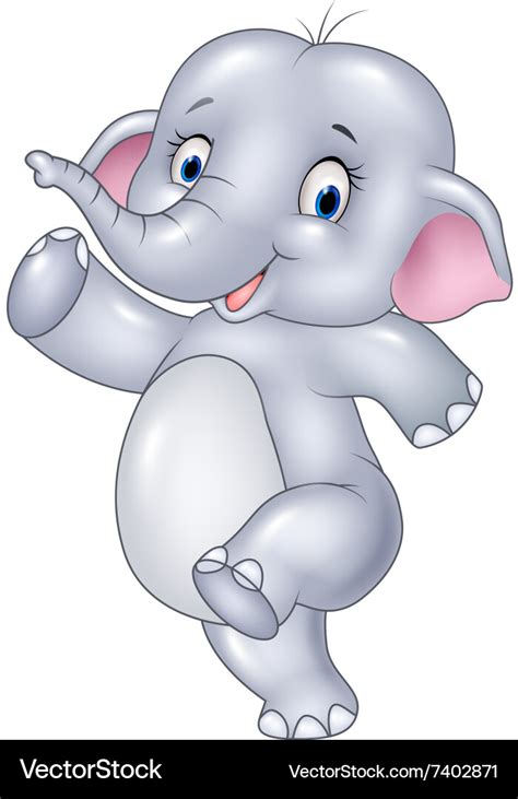 Cartoon Funny Elephant Isolated Royalty Free Vector Image