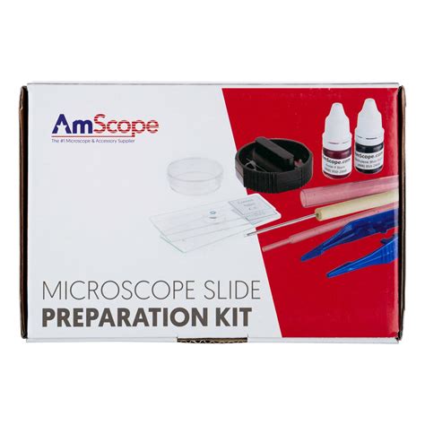 Amscope Microscope Slide Preparation Kit Including Slides Stains New