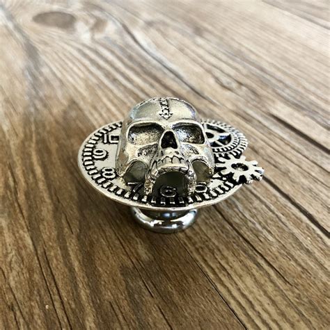 Silver Gothic Skull Knobs Brass Knobs Cabinet Dresser Knobs Etsy