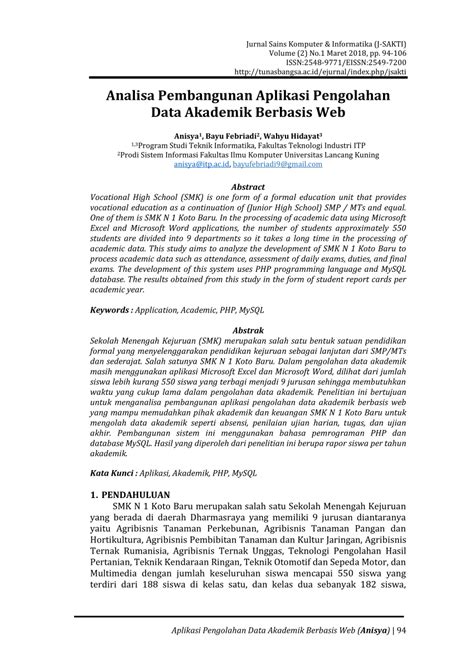 PDF Analisa Pembangunan Aplikasi Pengolahan Data Akademik Berbasis Web
