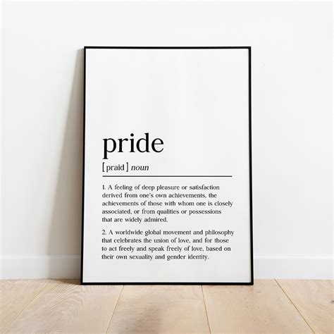 Pride Definition Poster Lgbtq Print Pride Print Definition Etsy
