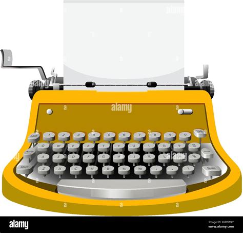 Vintage Typewriter In Yellow Color Illustration Stock Vector Image