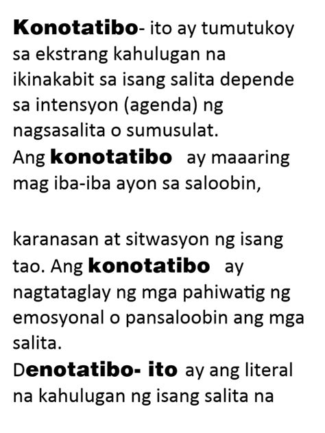 Konotatibo Denotatibo Pdf