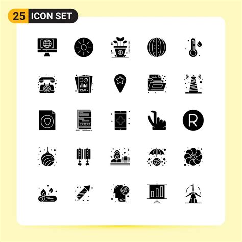 Set Of 25 Modern Ui Icons Symbols Signs For Temperature Watermelon Finance Melon Food Editable