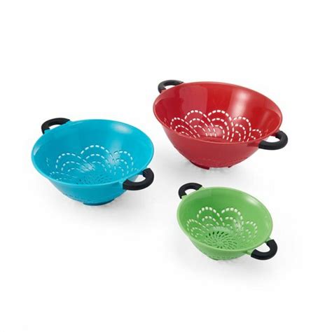 Farberware Professional Soft Grips Set Of 3 Colanders In Green Red
