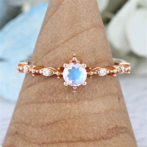 Moonstone Engagement Ring Rose Gold