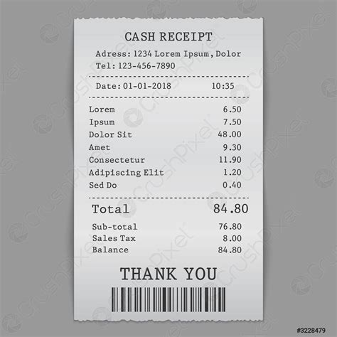 Vector Paper Cash Sell Receipt Stock Vector 3228479 Crushpixel