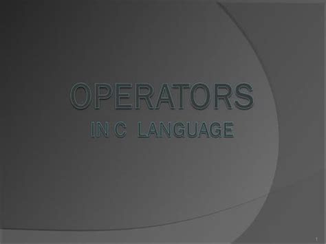 Operators In Cc Ppt