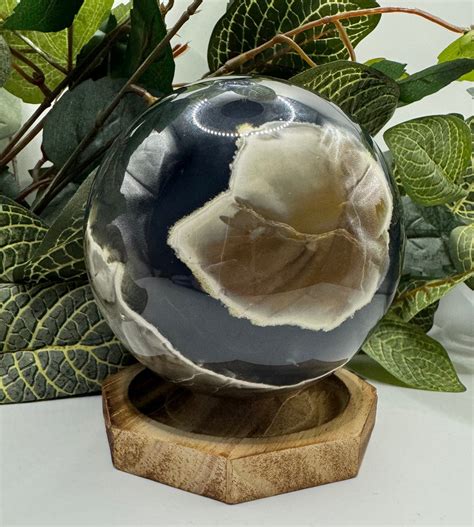 Large Uv Reactive Volcano Agate Sphere Chalcedony Crystal Orb 109 Mm Etsy