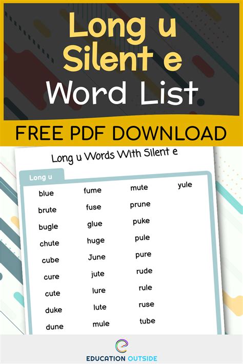 Long U Silent E Free Worksheets