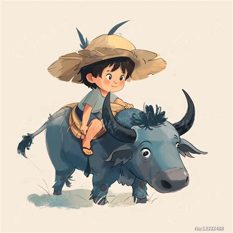 放牛娃卡通插画ai图片下载红动中国