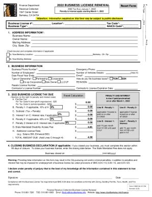 2023 2026 Form Ca Business License Renewal City Of Berkeley Blank