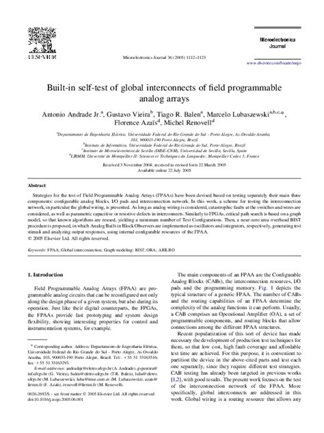Pdf Built In Self Test Of Global Interconnects Of Field Programmable