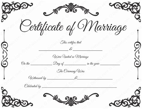 Marriage Certificate Templates Free