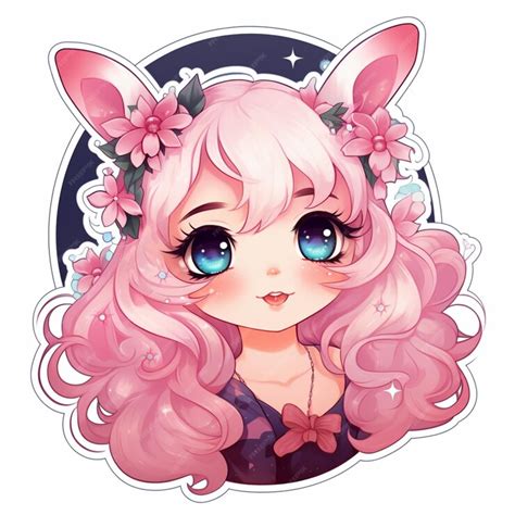 Premium Photo Anime Girl With Pink Hair And Blue Eyes Wearing A Cat