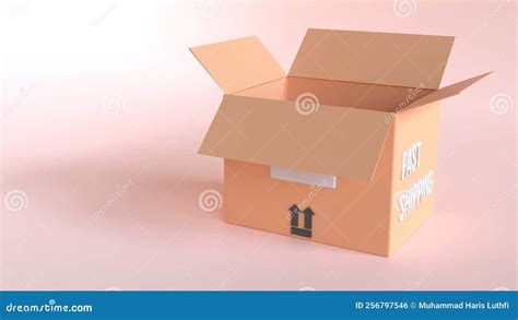 3d Rendering Open Cardboard Box Or Delivery Package 3d Illustration Open Delivery Cargo Box4