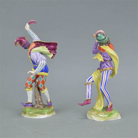 Pair Or Volkstedt Porcelain Figurines Commedia Dell Arte Germany At