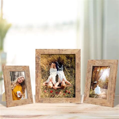 Blue 8x10 Picture Frame Set Of 4 High Definition Real Glass Rustic