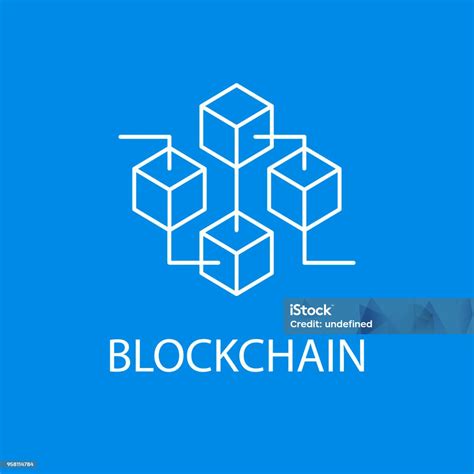 Blockchain Vector Icon Or Design Element In Outline Style On Blue