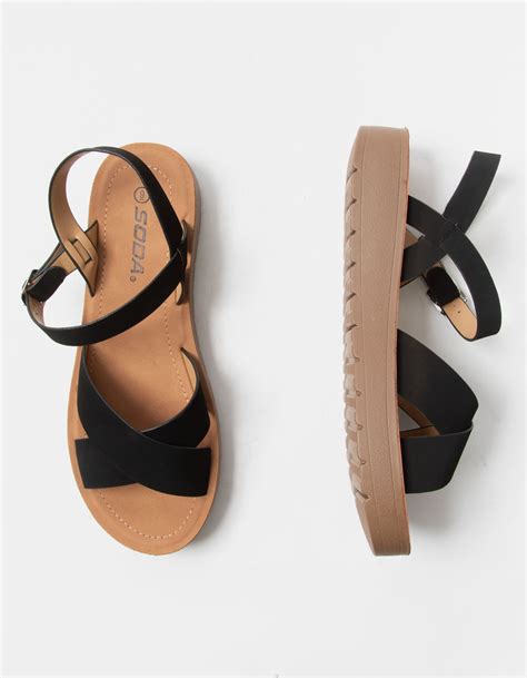 Soda Ankle Strap Womens Mini Flatform Sandals Black 9 Tillys