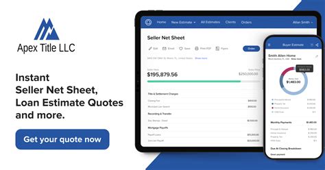 Apex Title Title Quote Seller Net Sheet Loan Estimate Closing