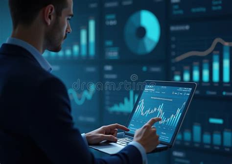 Business Analyst Analyzing Data On Laptop Digital Analytics And Decision Making Concept Stock