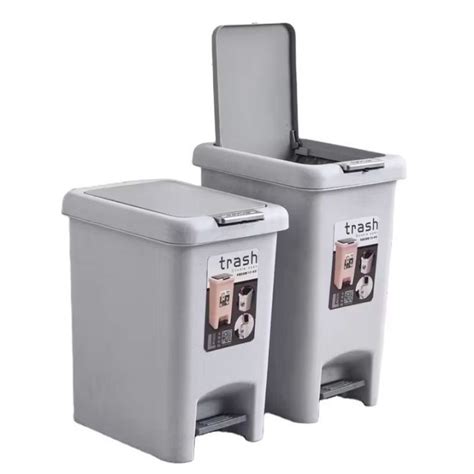 Dusbin Pedal Trash Can Plastic Pressing Type Trash Bin Dustbin Kitchen Rubbish Bin Tong Sampah