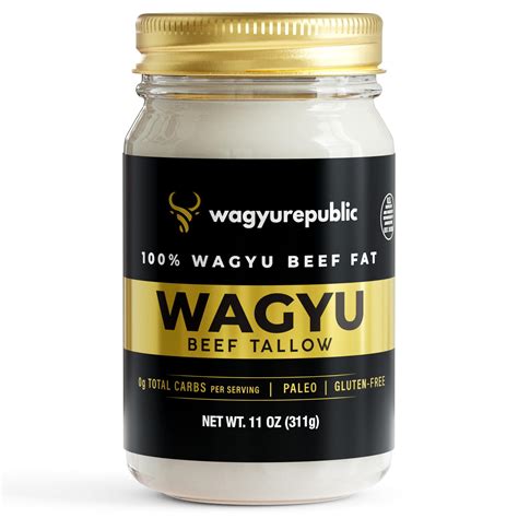 Wagyu Republic Beef Tallow ⎸11oz Glass Jar Grass Fed Wagyu Beef Tallow Great For