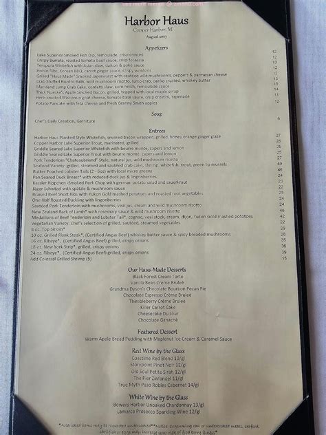 Online Menu Of Harbor Haus Restaurant Restaurant Copper Harbor