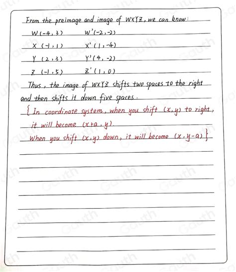 Solved 5 The Preimage And Image Of Wxyz Are Shown Use Coordinate Notation To Describe The