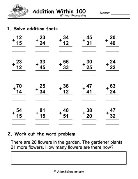 Adding Within 100 Worksheets Free Printables