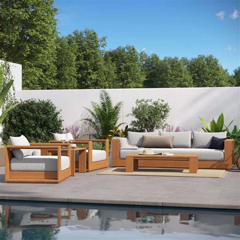 Tahoe Acacia Wood Outdoor Water Resistant Sofa Set Kfrooms