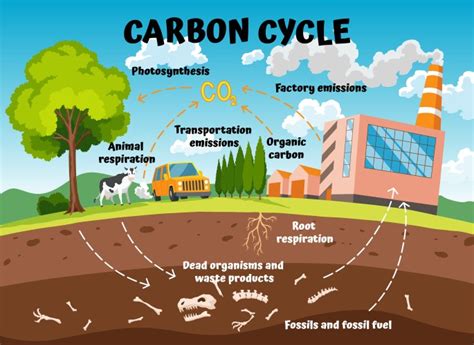 Carbon Cycle Part Of The Biogeochemical Royalty Free Vector
