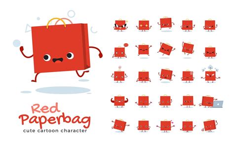 Paper Bag Mascot Character Set 830533 Vector Art At Vecteezy
