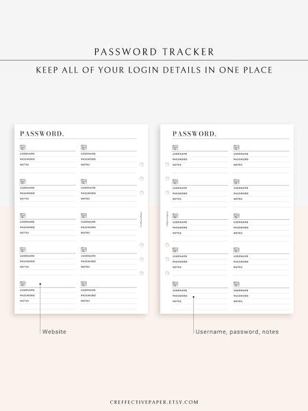 T119 Website Login Password Tracker Creffectivepaper