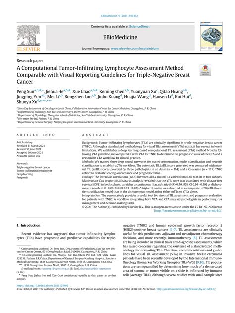 Pdf A Computational Tumor Infiltrating Lymphocyte Assessment Method