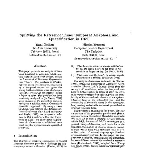 splitting the reference time temporal anaphora and quantification in drt acl anthology