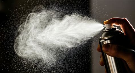 Shot Of A Spray Can Being Pressed Releasing A Dense Mist Cloud