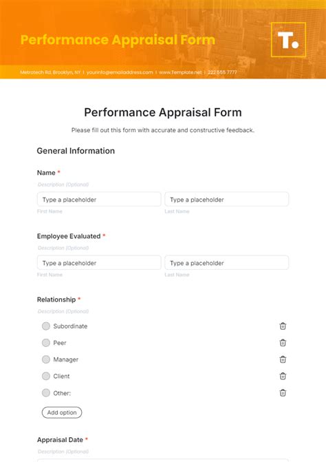 Free Performance Appraisal Form Template To Edit Online