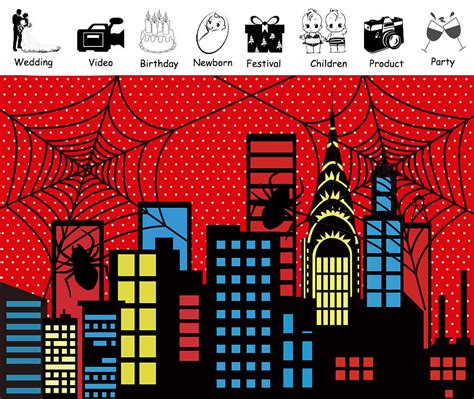 Spiderman Superhéroe Noche Paisaje Edificios Chico Cumpleaños Fiesta Evento Deco Cumpleaños