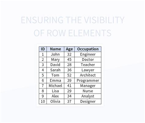 Free Ensure Row Visibility Templates For Google Sheets And Microsoft Excel Slidesdocs