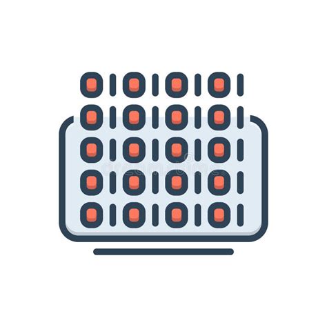Color Illustration Icon For Binary Coding Data And Programming Stock