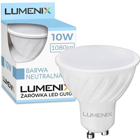 Żarówka Led Gu10 10w 4500k BiaŁa Neutralna 1080lm 120° Wydajna Premium