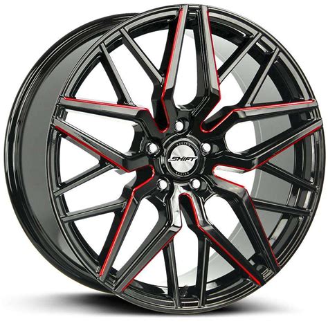 Shift H33 Spring Wheels Rims 20x85 5x120 Gloss Black W Candy Red