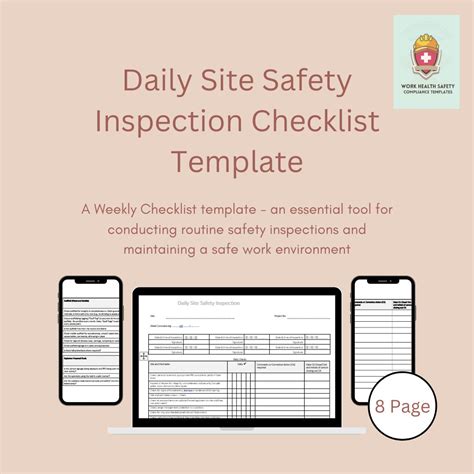 Daily Site Safety Inspection Checklist Template Workplace Construction Weekly