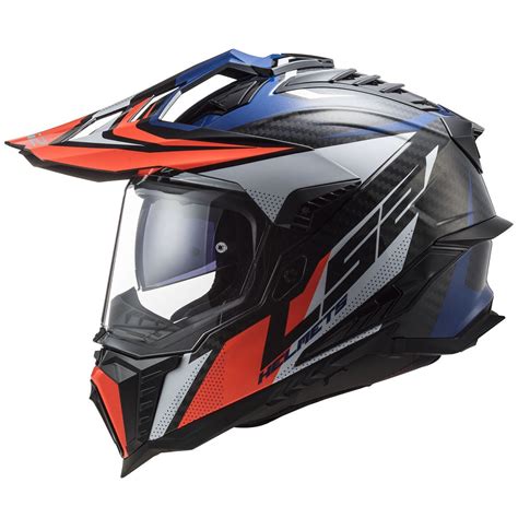 Ls2 Mx701 Explorer Carbon Focus Gloss Blue White Red Helmet Moto Central