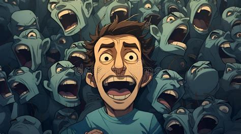 Cartoon Characters Being Scared By One Another S Laughter Stock