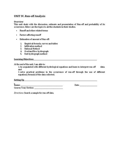Lesson 4 Run Off Analysis Pdf Surface Runoff Drainage Basin
